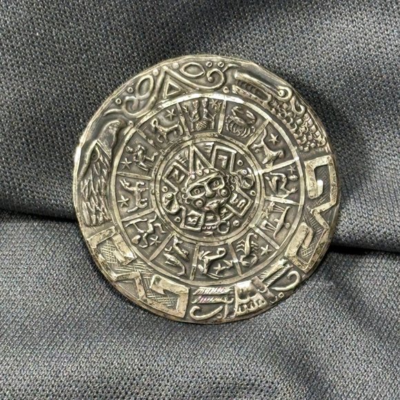 Jewelry | Vintage Mexico Sterling Silver Aztec Mayan Sun Calendar ...